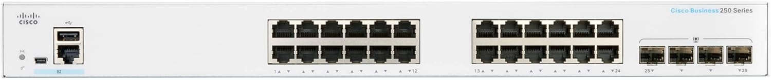 Cisco Business CBS250-24FP-4X Smart Switch, 24 Port GE, Full PoE, 4x10G ...