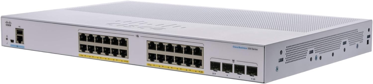 Cisco Business CBS250-24FP-4X Smart Switch, 24 Port GE, Full PoE, 4x10G ...