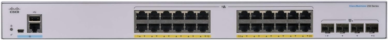 Cisco Business CBS250-24FP-4X Smart Switch, 24 Port GE, Full PoE, 4x10G ...