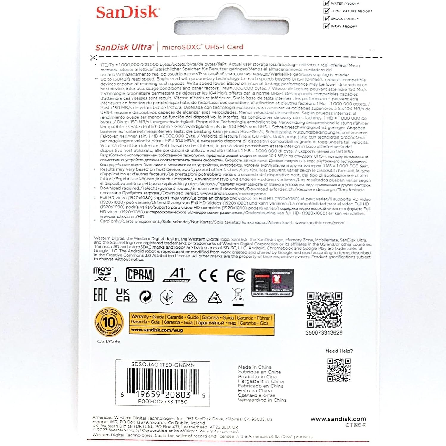 SanDisk 1.5TB Ultra microSDXC UHS-I Memory Card - Up to 150MB/s, C10 ...