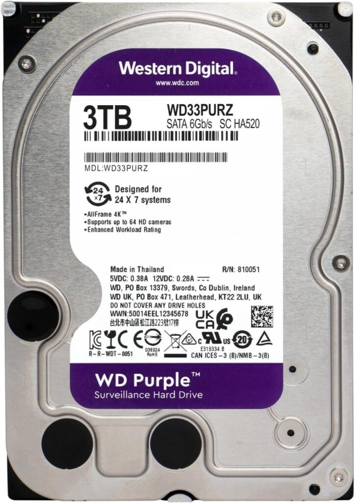 WD Purple WD33PURZ 3 TB Hard Drive 3.5" Internal SATA SATA/600 5400rpm